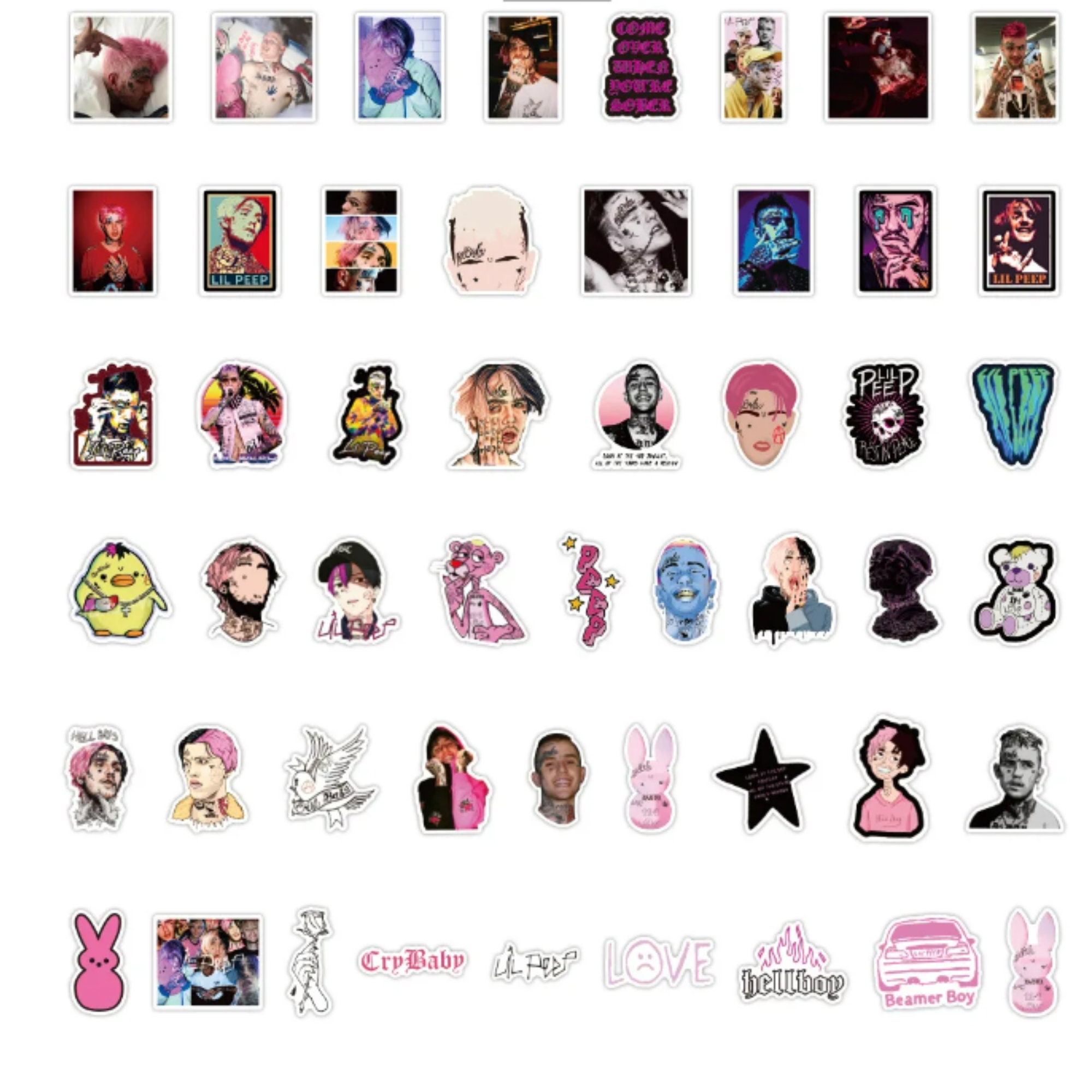 50 Lil Peep Stickers 50 Pieces Vinyl Stickers Lil Peep - Etsy