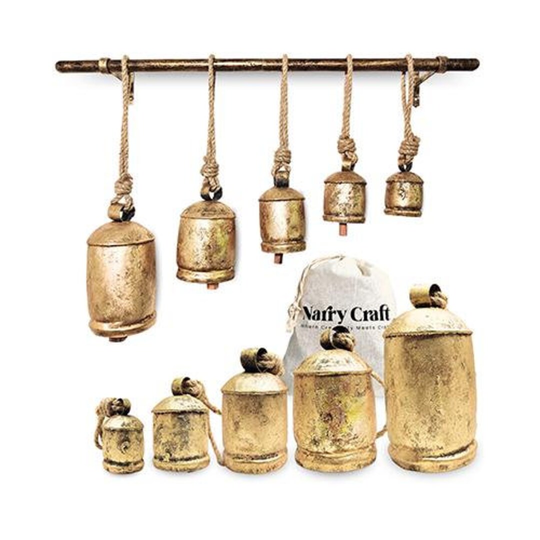 Handicrafts Giant Vintage Rustic Tin Metal Harmony Cow Bells Complete ...