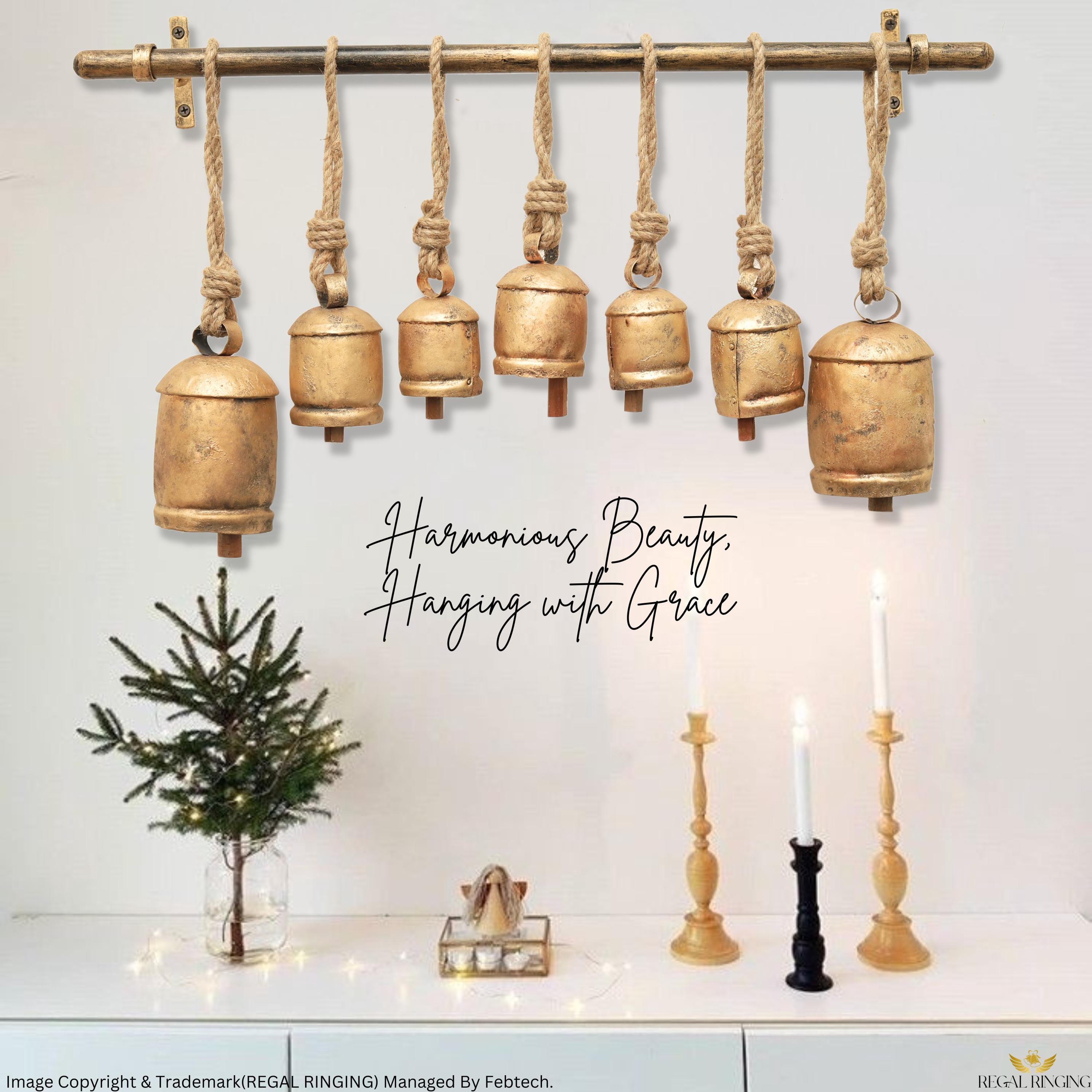 Handicrafts Giant Vintage Rustic Tin Metal Harmony Cow Bells Complete ...