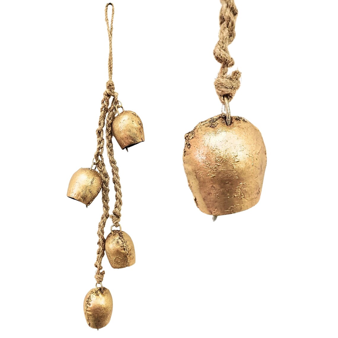 Brass Ringing Jingle Bell 4 Cone Bell Cluster Handmade Metal Harmony ...