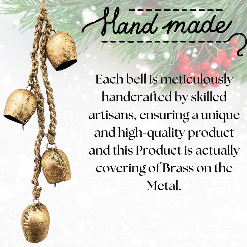 Brass Ringing Jingle Bell 4 Cone Bell Cluster Handmade Metal Harmony ...