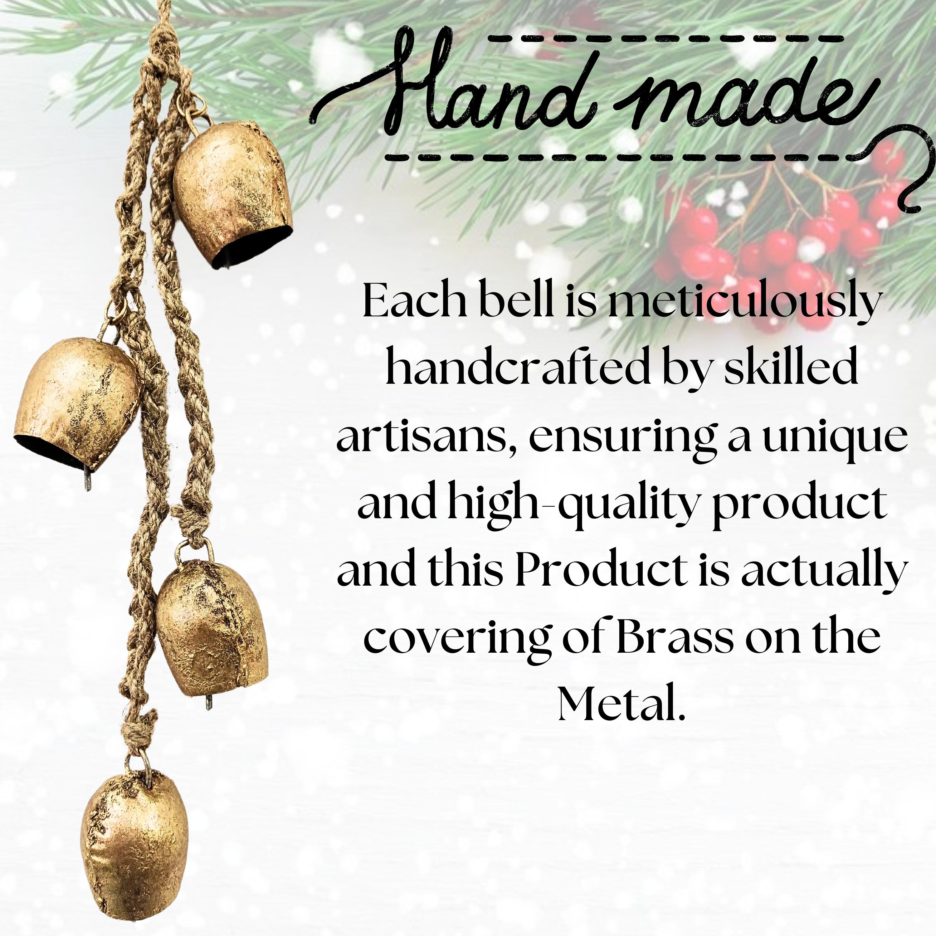 Brass Ringing Jingle Bell 4 Cone Bell Cluster Handmade Metal Harmony ...