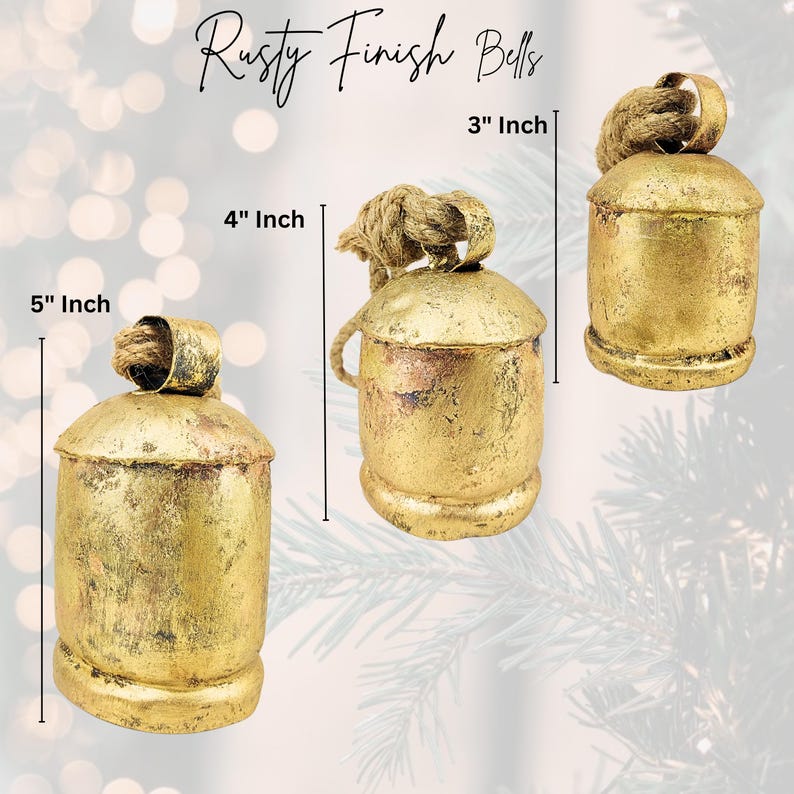 Rustic Jingle Bells Set: Handmade Brass Finish Christmas Decor - Etsy