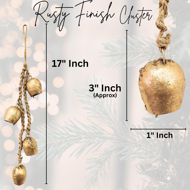 Brass Ringing Jingle Bell 4 Cone Bell Cluster Handmade Metal Harmony ...
