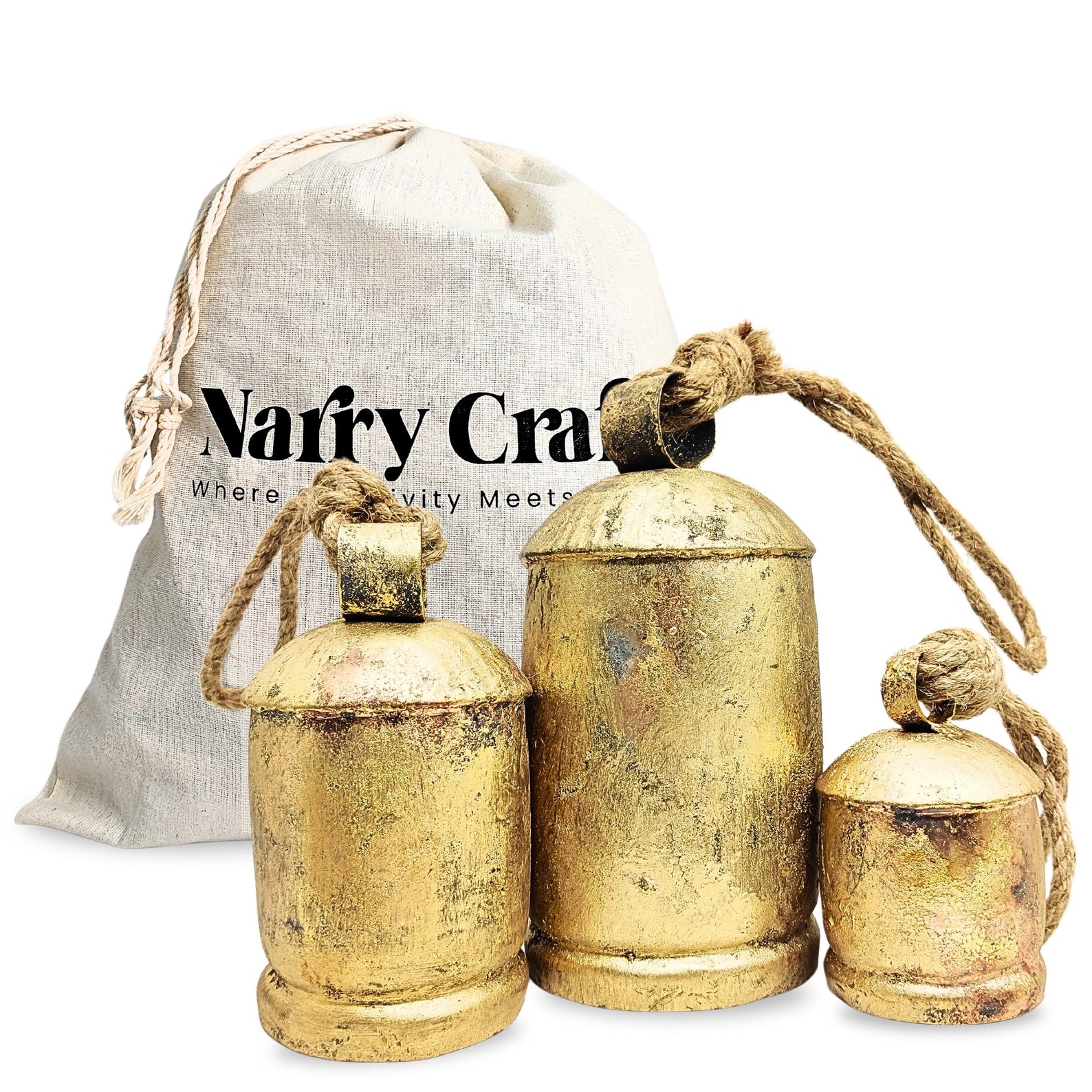 Rustic Jingle Bells Set: Handmade Brass Finish Christmas Decor - Etsy