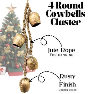 Brass Ringing Jingle Bell 4 Cone Bell Cluster Handmade Metal Harmony ...