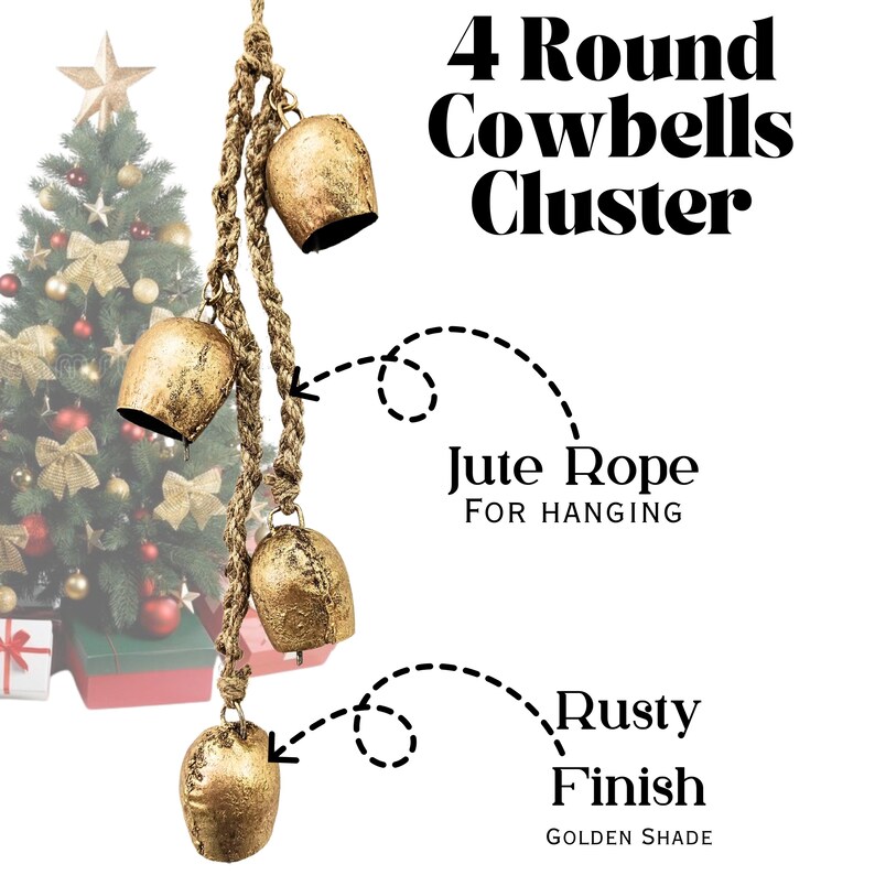 Brass Ringing Jingle Bell 4 Cone Bell Cluster Handmade Metal Harmony ...