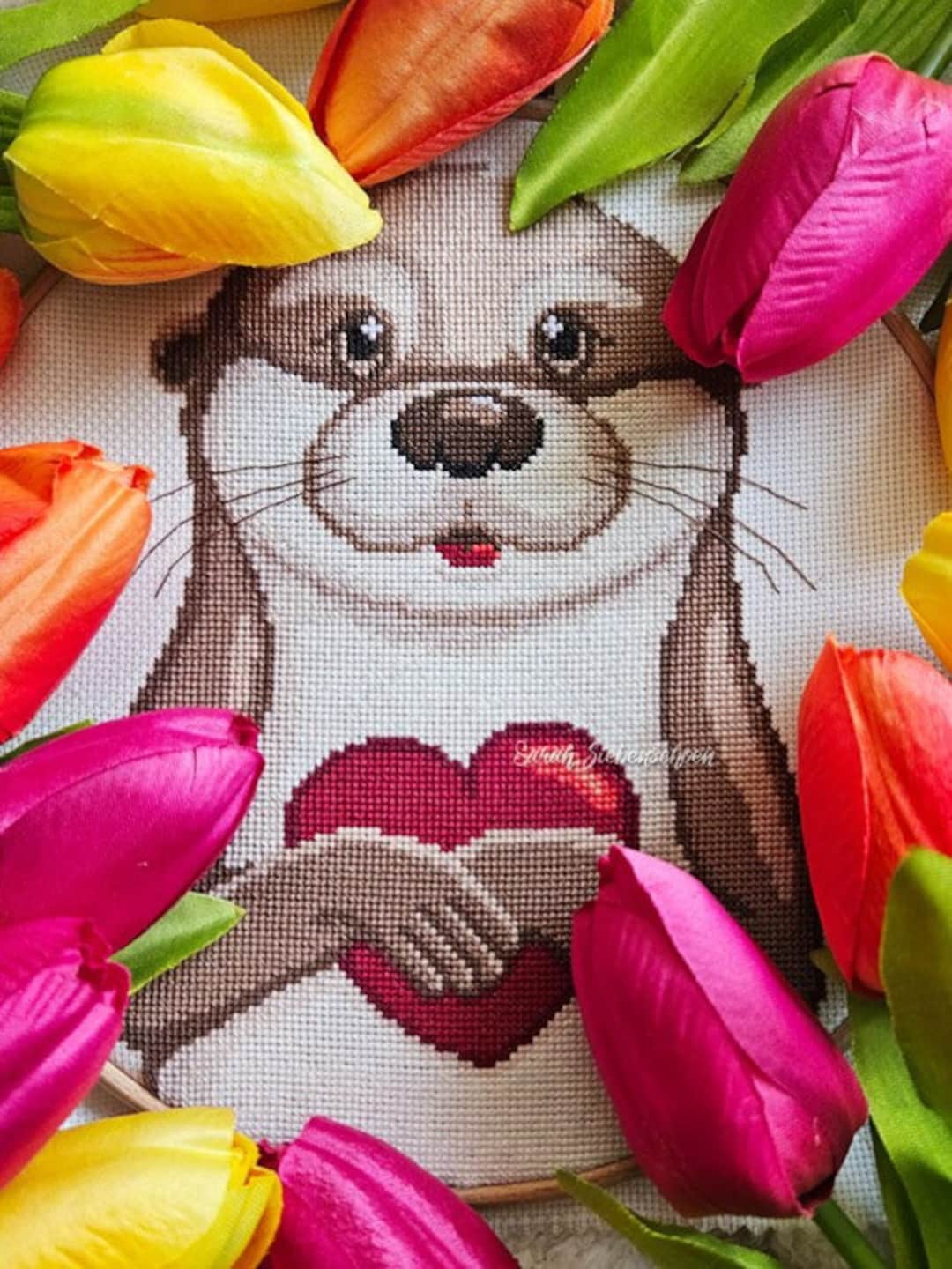 Counted Cross Stitch Pattern Otti the Otter in Love - Etsy