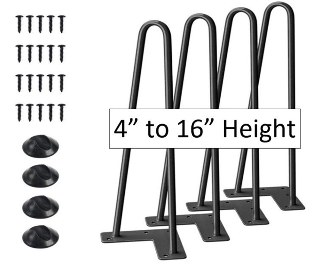 Hairpin Legs (set of Four), Satin Black, 3/8" Thick Rods - Etsy