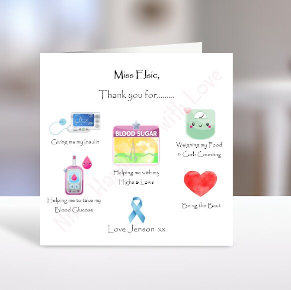 Highs and Lows, Blood Sugar, Diabetes Teacher Thank You Card (helping ...