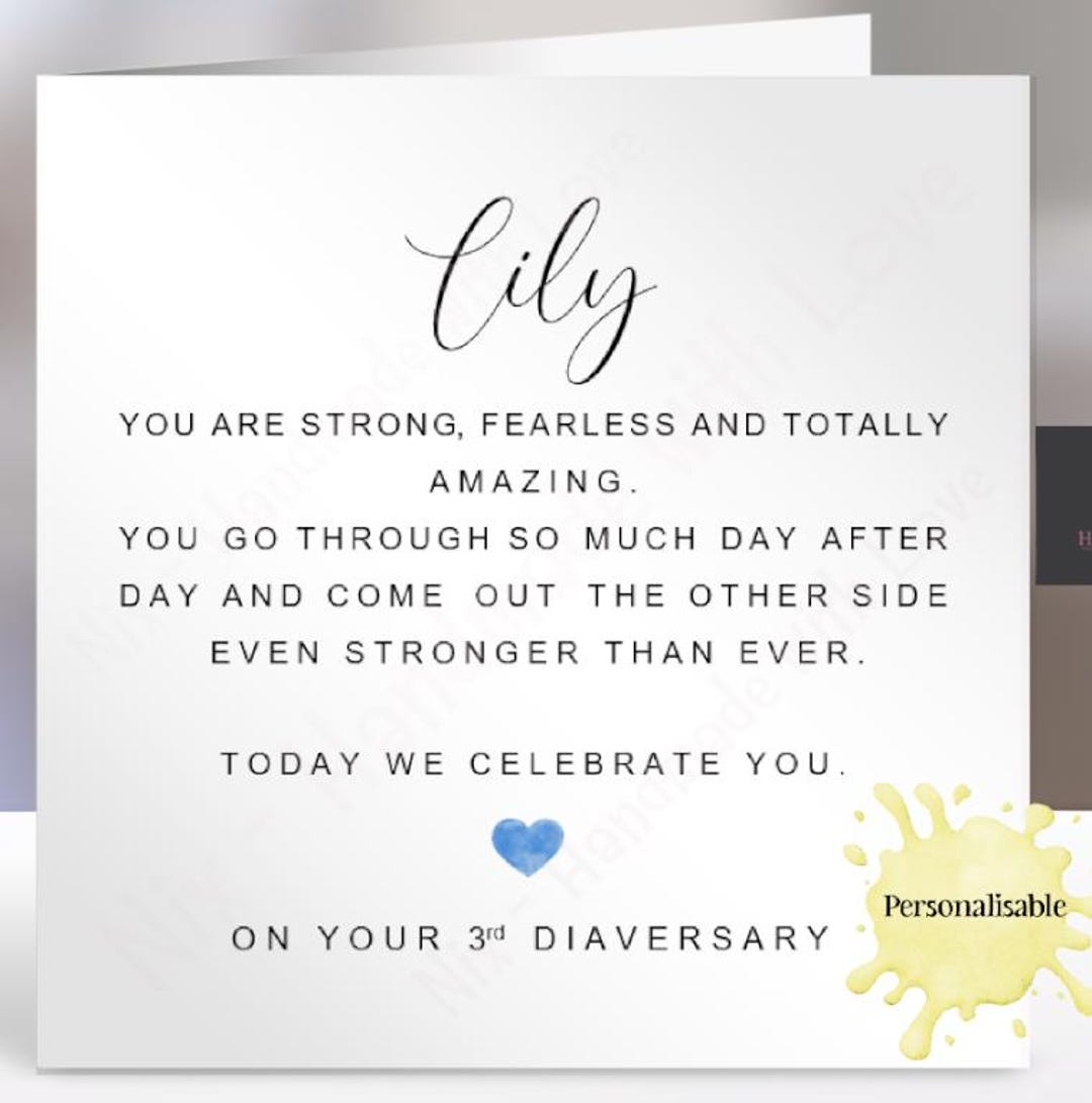 Diaversary Card, Strokiversary, Heartiversary, Warrior Card, Strength ...
