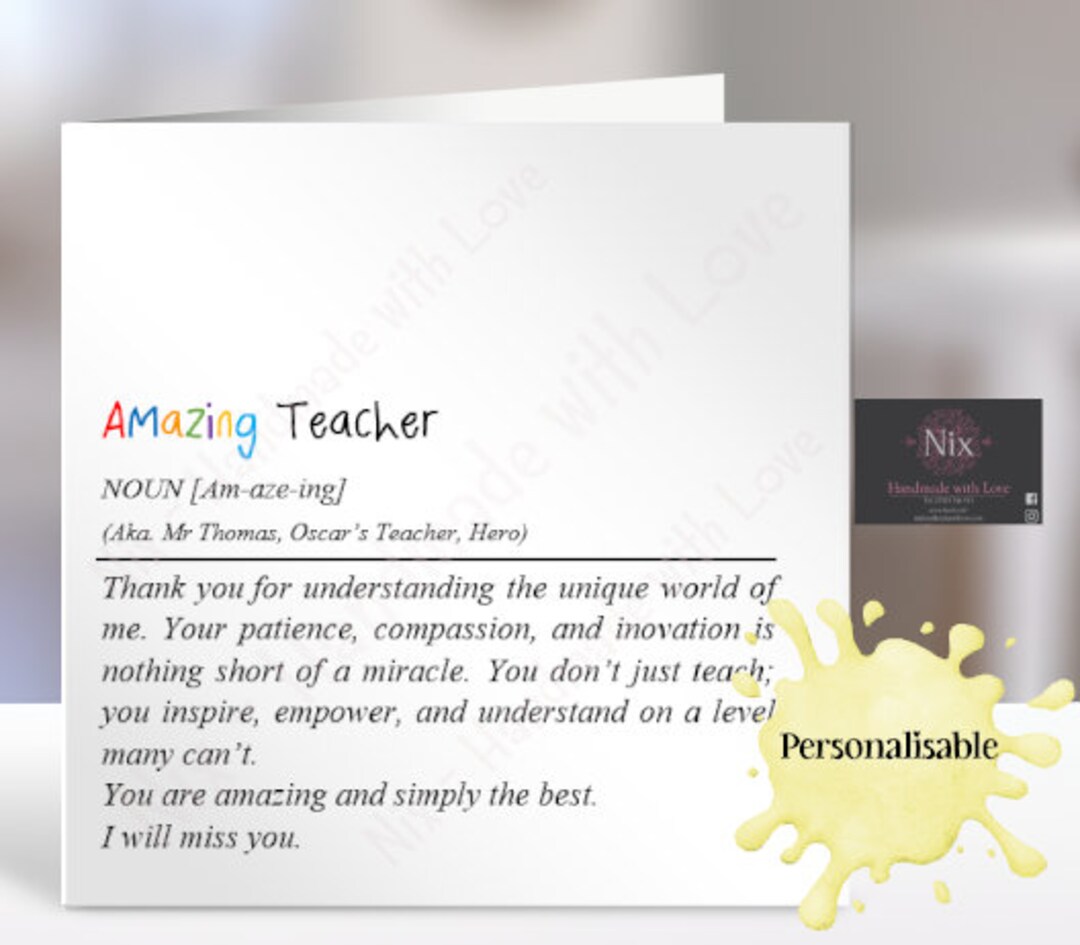 Neurodiverse, Autism Thank You Card, Thank You Teacher, End of Year ...