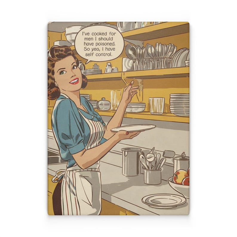 Self Control Glass Cutting Board, Funny Kitchen Decor, Retro Cooking ...