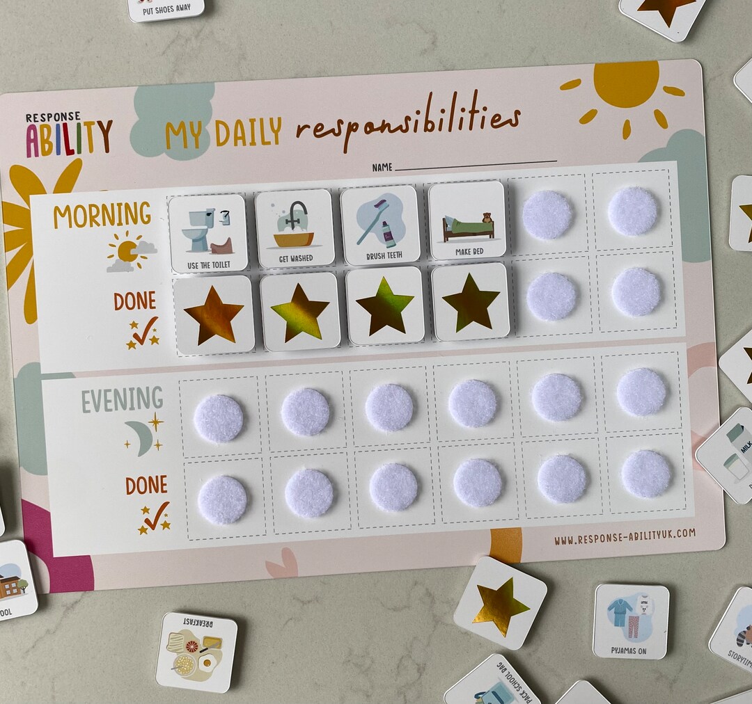 Daily Responsibilities Reward Chart, Children's Routine Chart, Chore ...