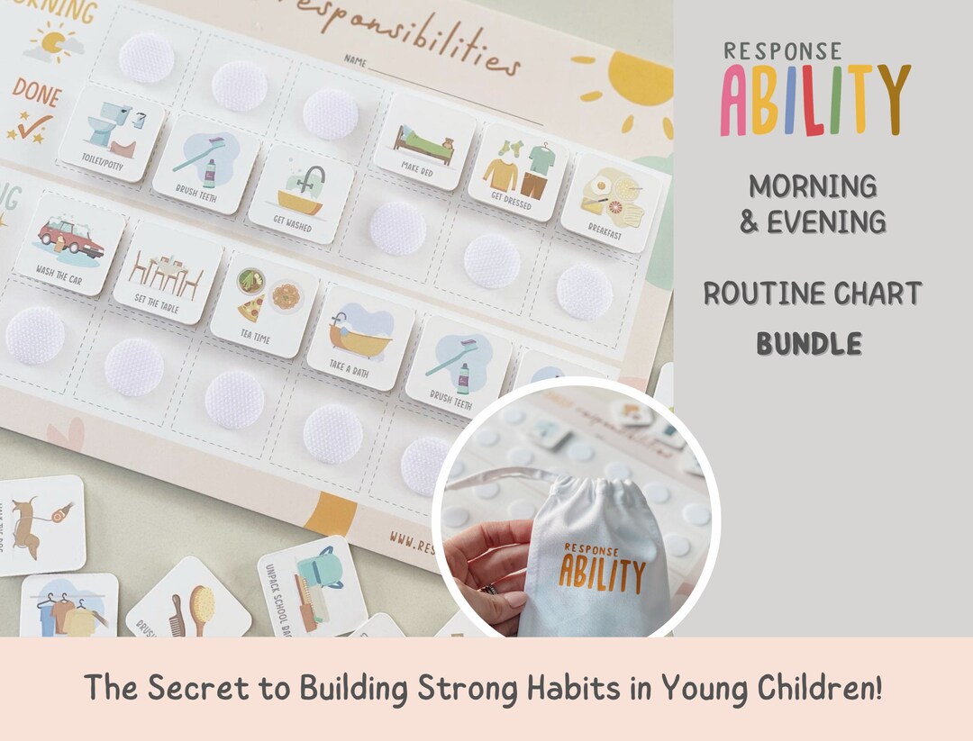 Kids Daily Responsibilities Chart, HAND MADE, Daily Routine, Reward ...