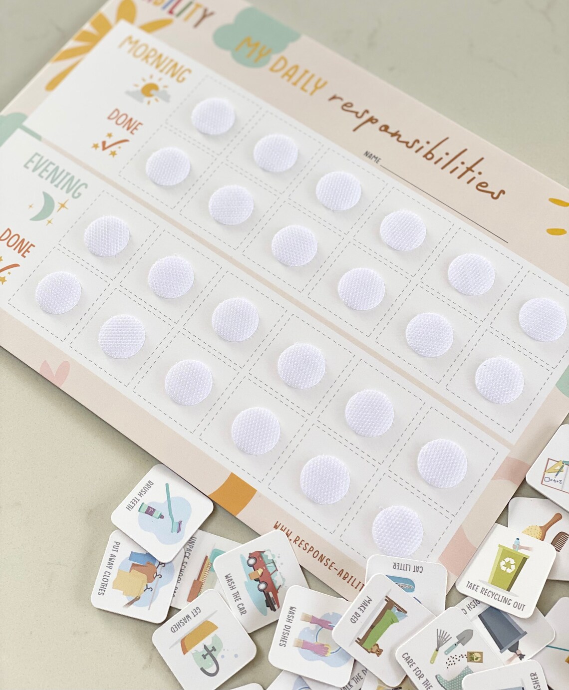 Kids Daily Chore Chart, Visual Morning Evening Routine (digital ...
