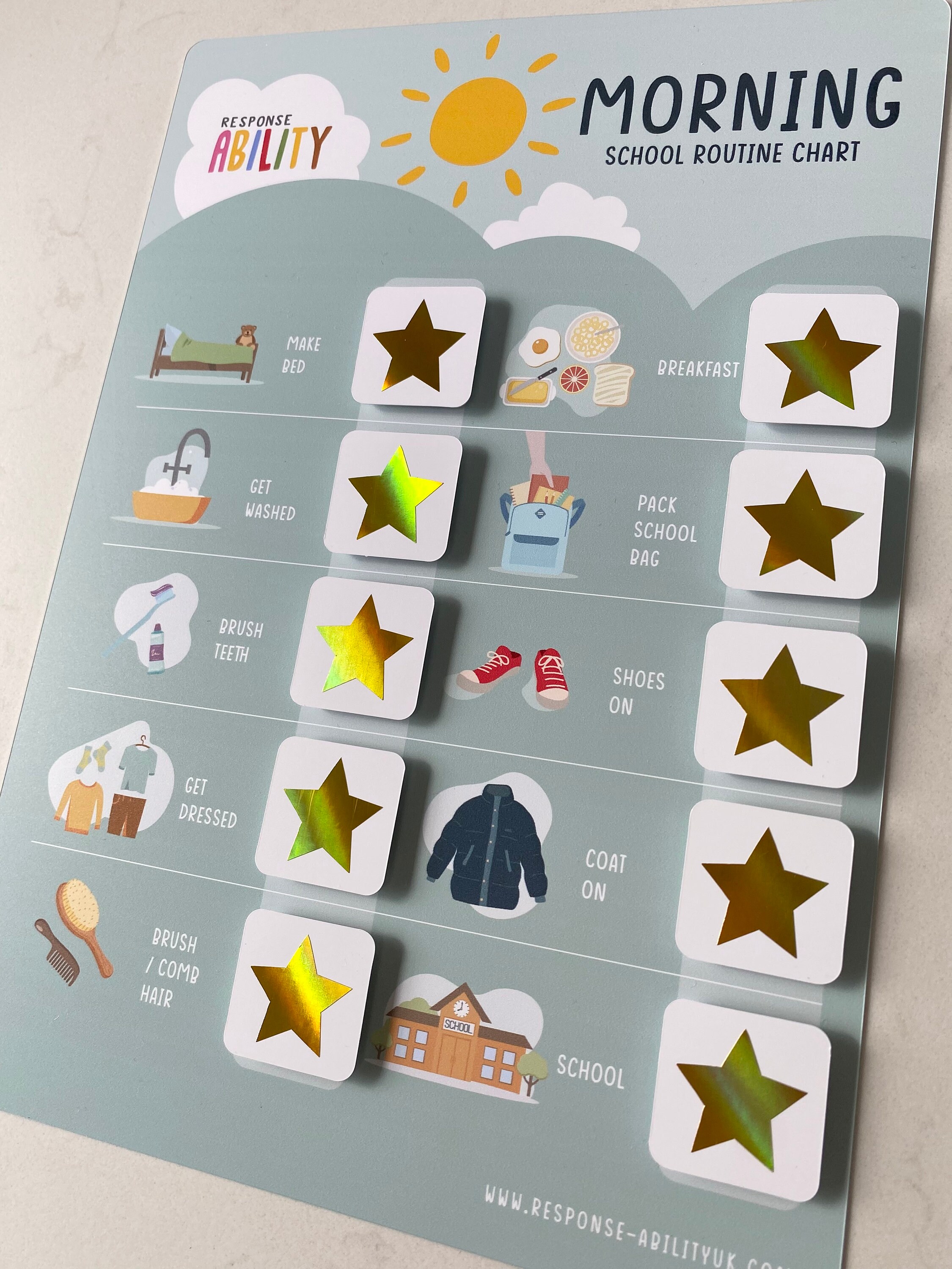 School Morning Routine Chart for Kids Star Chart Reward - Etsy