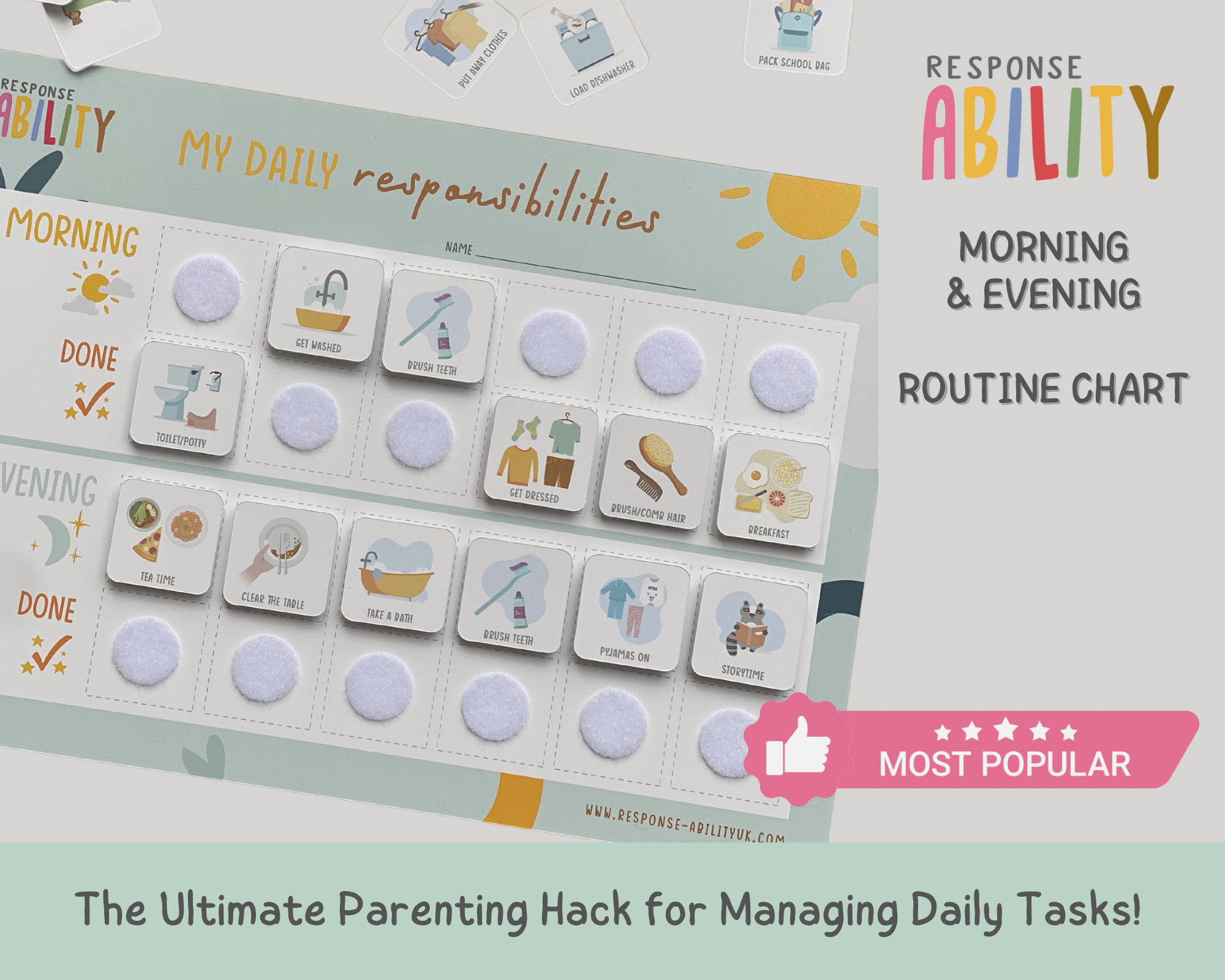 Kids Daily Responsibilities Chart, HAND MADE, Daily Routine, Chore ...