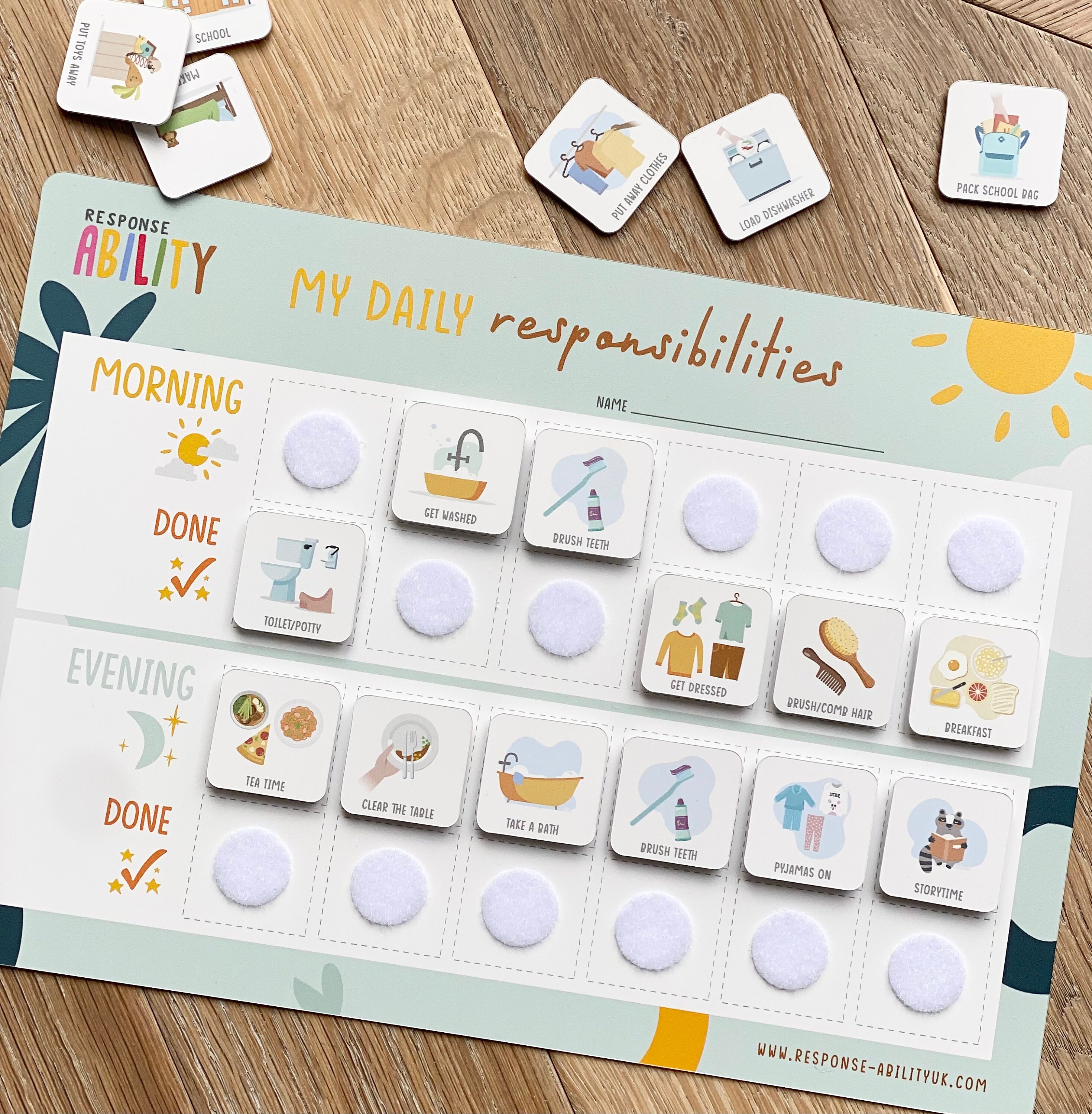 Kids Daily Responsibilities Chart, HAND MADE, Daily Routine, Chore ...