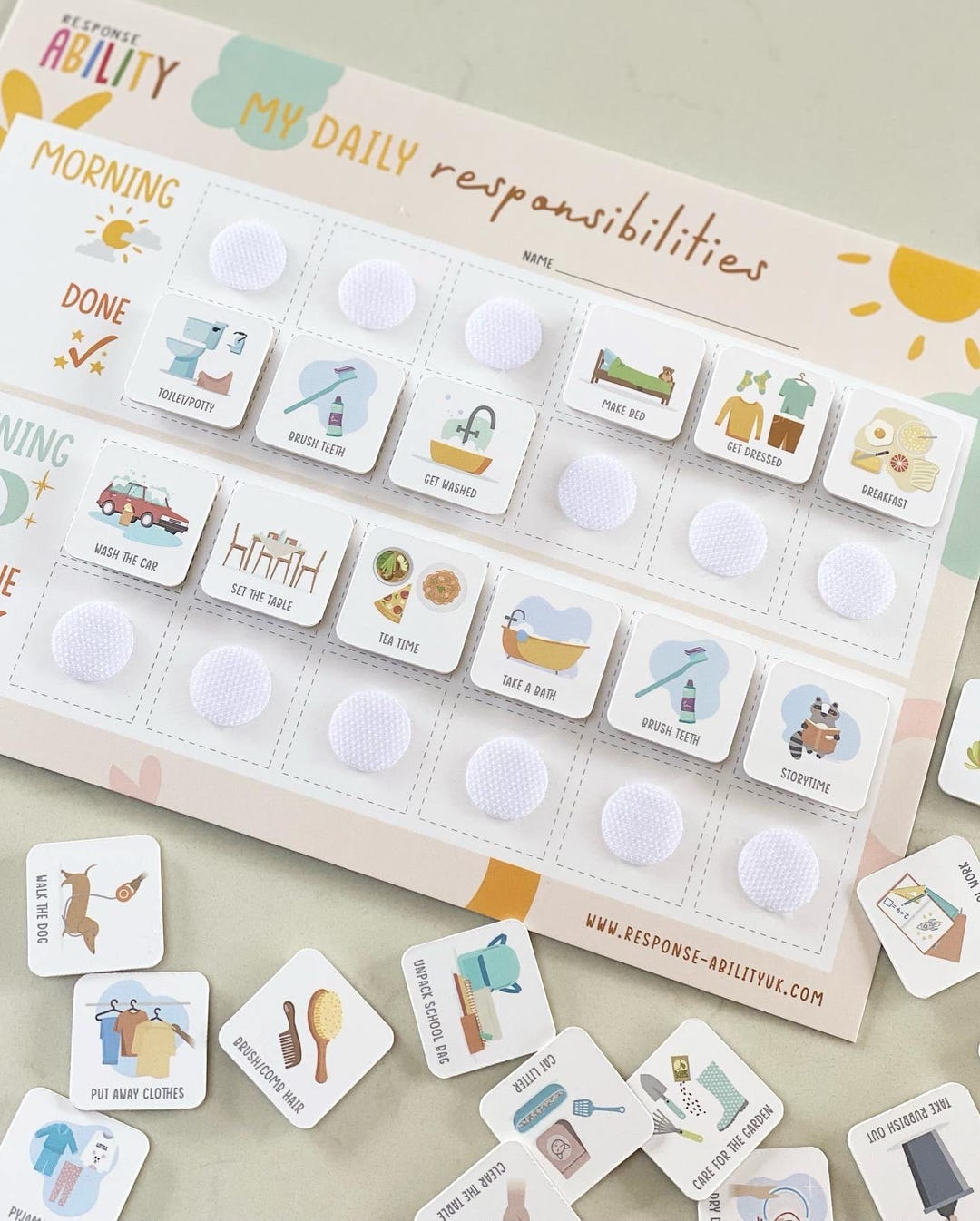 Handmade Kids Daily Responsibility Chart, Morning Evening Routine - Etsy UK