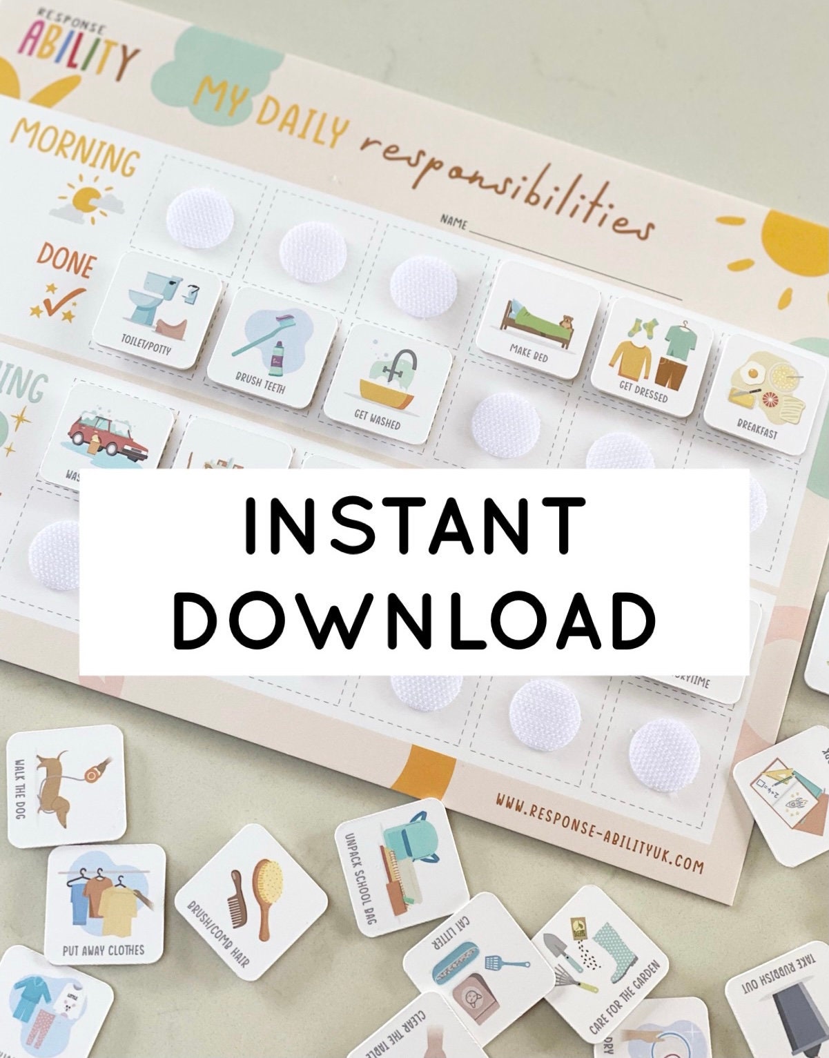 Kids Daily Chore Chart, Visual Morning Evening Routine (digital ...