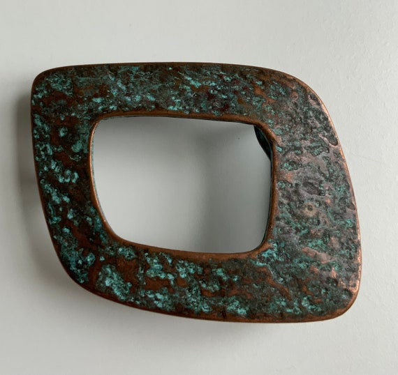 Vintage Copper Patina Belt Buckle Asymmetric Rectangle MCM - Etsy