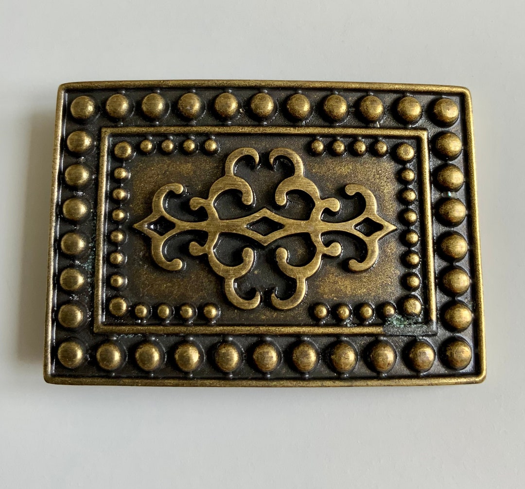 Vintage Interchangeable Rectangular Belt Buckle With Round Studs and ...