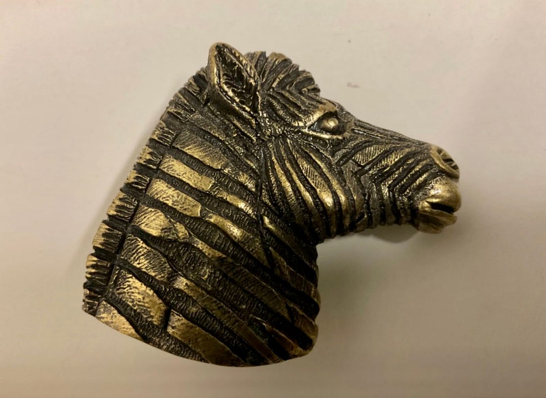 Rare,solid, Vintage Zebra Head Belt Buckle.antique Brass Plated.made in ...