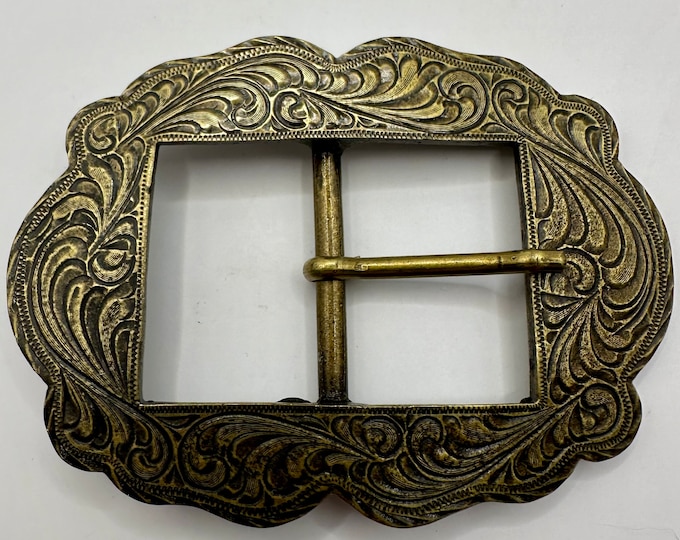 Unique Vintage Beautiful Leatherrock Belt Buckle Victorian Floral ...