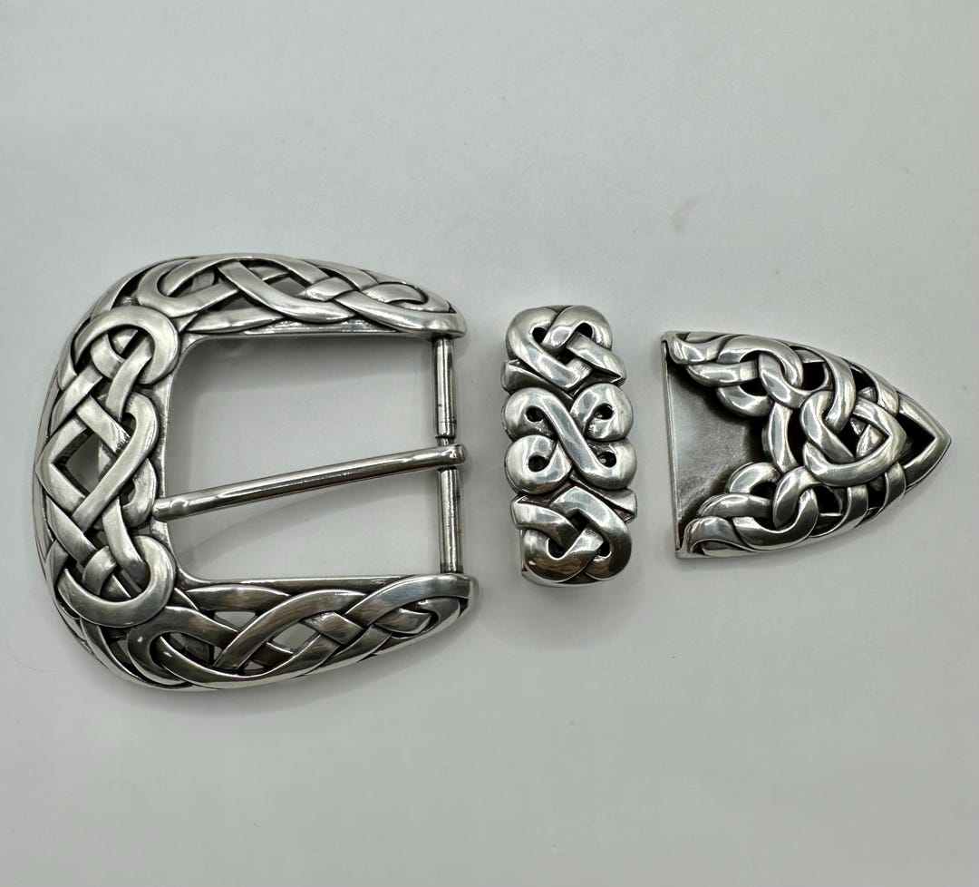 Vintage Celtic Inspired Western 3 Piece Belt Buckle Set ...