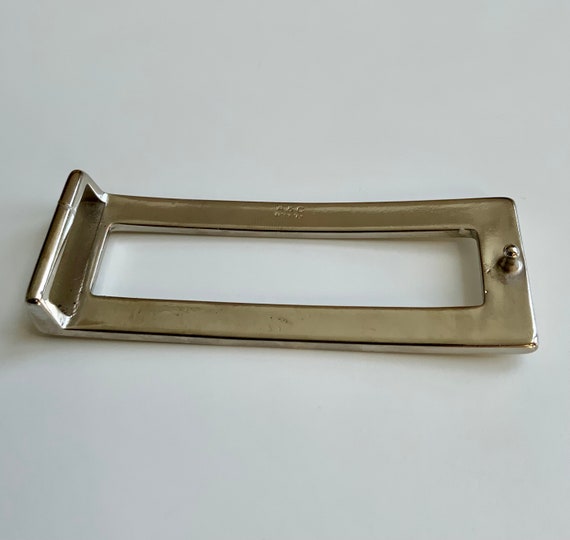 White Enamel Large Rectangle Retro Mod Vintage Belt B… - Gem