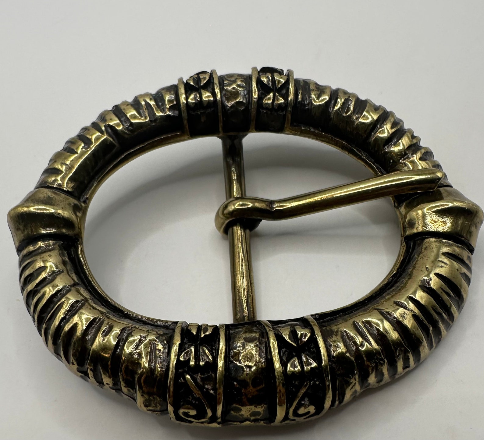 Heavy Oval Italian Made Gaudy Bohemian Hippie Centre Bar Belt Buckle ...