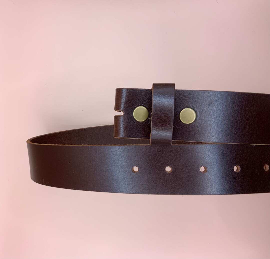 Brown 100% Genuine Leather Belt Straps Interchangeable Buckle Snaps. 1. ...