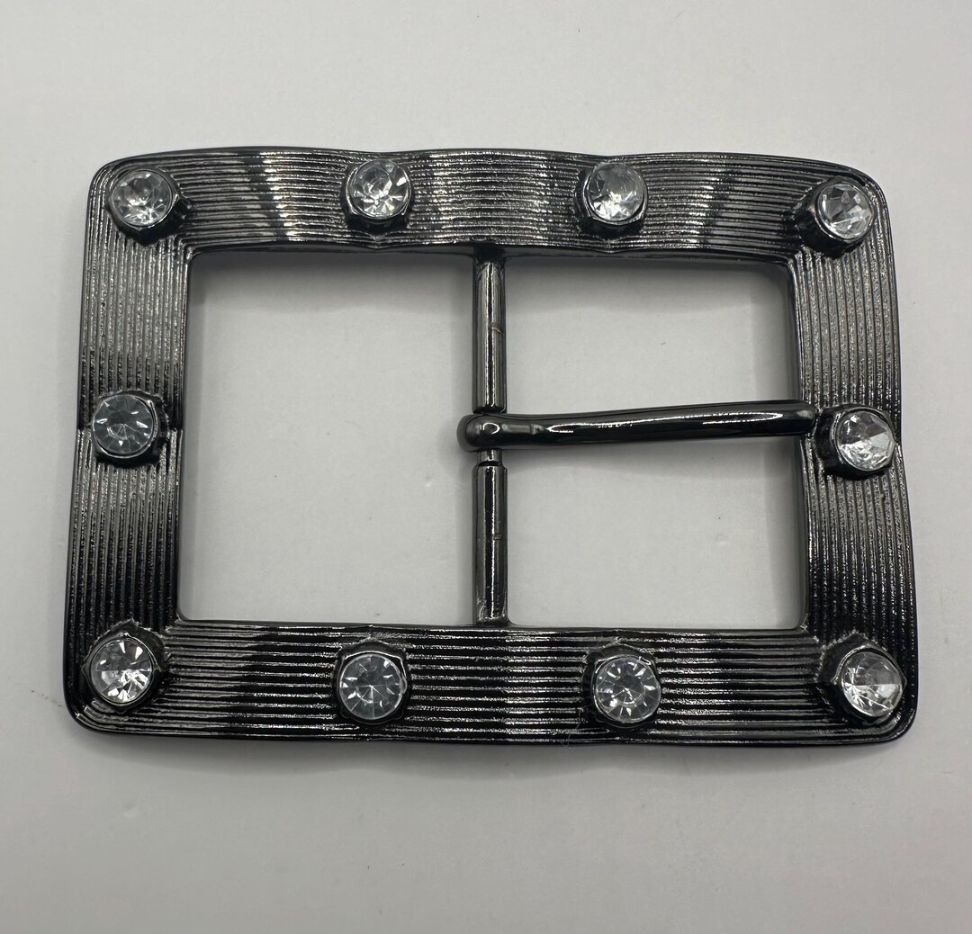 Large Rectangular Rectangle Belt Buckle Centre Bar Gunmetal Crystal ...