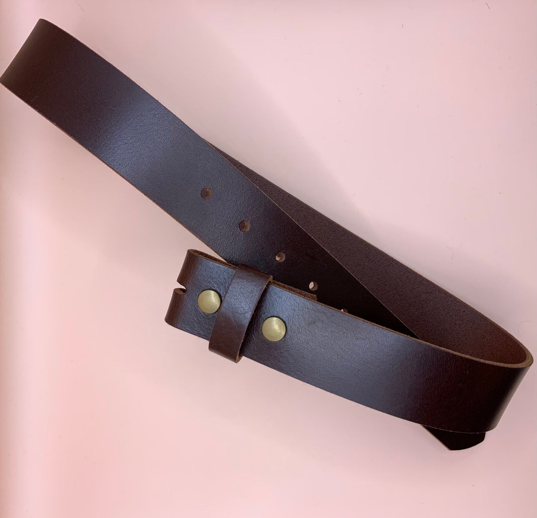 Brown 100% Genuine Leather Belt Straps Interchangeable Buckle Snaps. 1. ...
