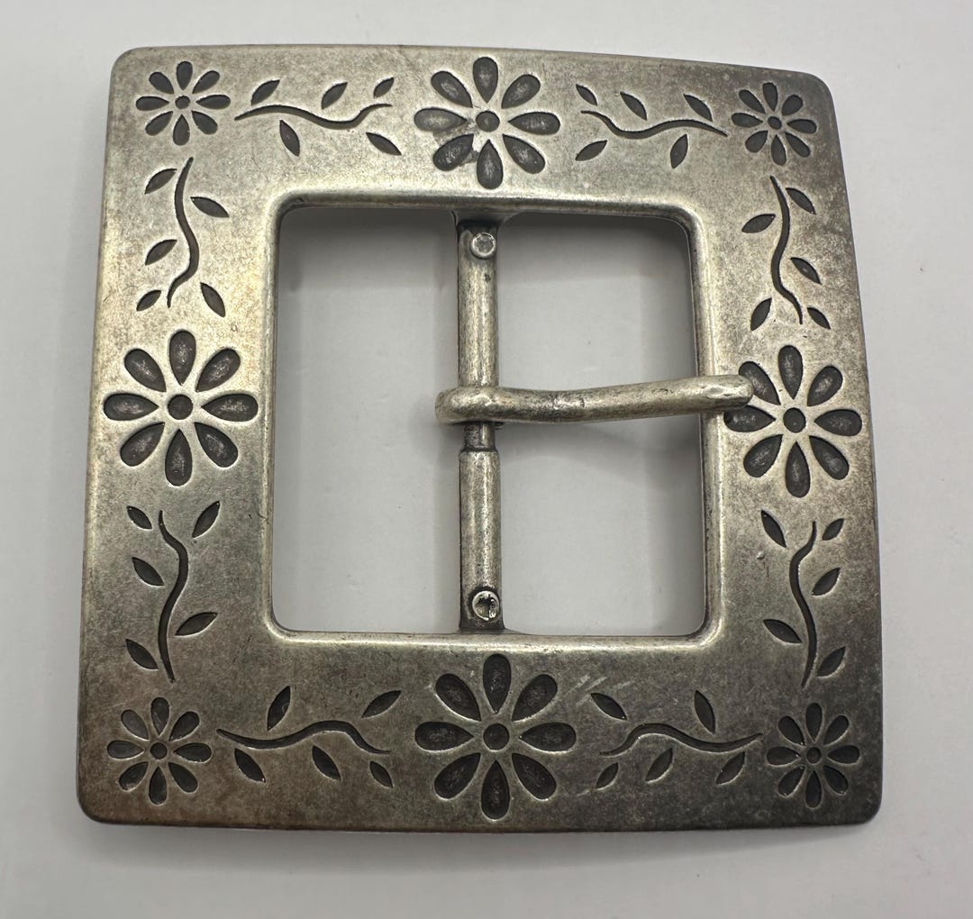 Stunning Vintage Interchangeable Belt Buckle Square Centre Bar Silver ...