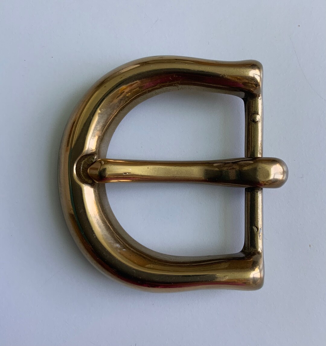 Solid Brass Rounded End Bar Belt Buckle Vintage Classic Antique Made in ...