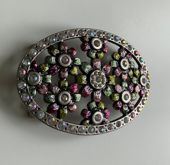 Super Beautiful Y2K Rainbow Flower Belt Buckle with M… - Gem