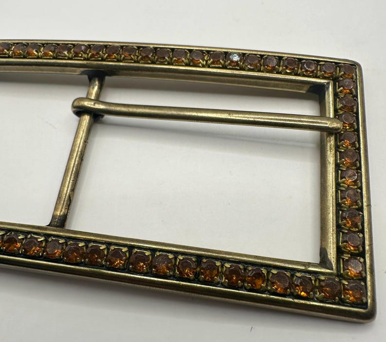 Vintage Long Rectangular Interchangeable Belt Buckle Centre Bar Orange ...