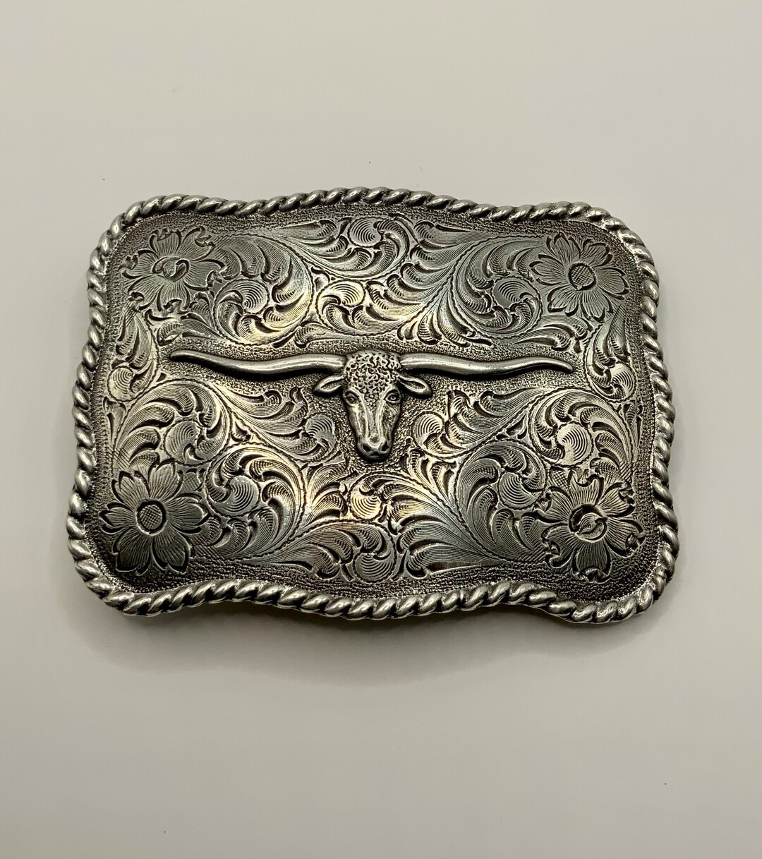 Vintage,longhorn Steerhead Belt Buckle Western Cowboy Rodeo Silver ...