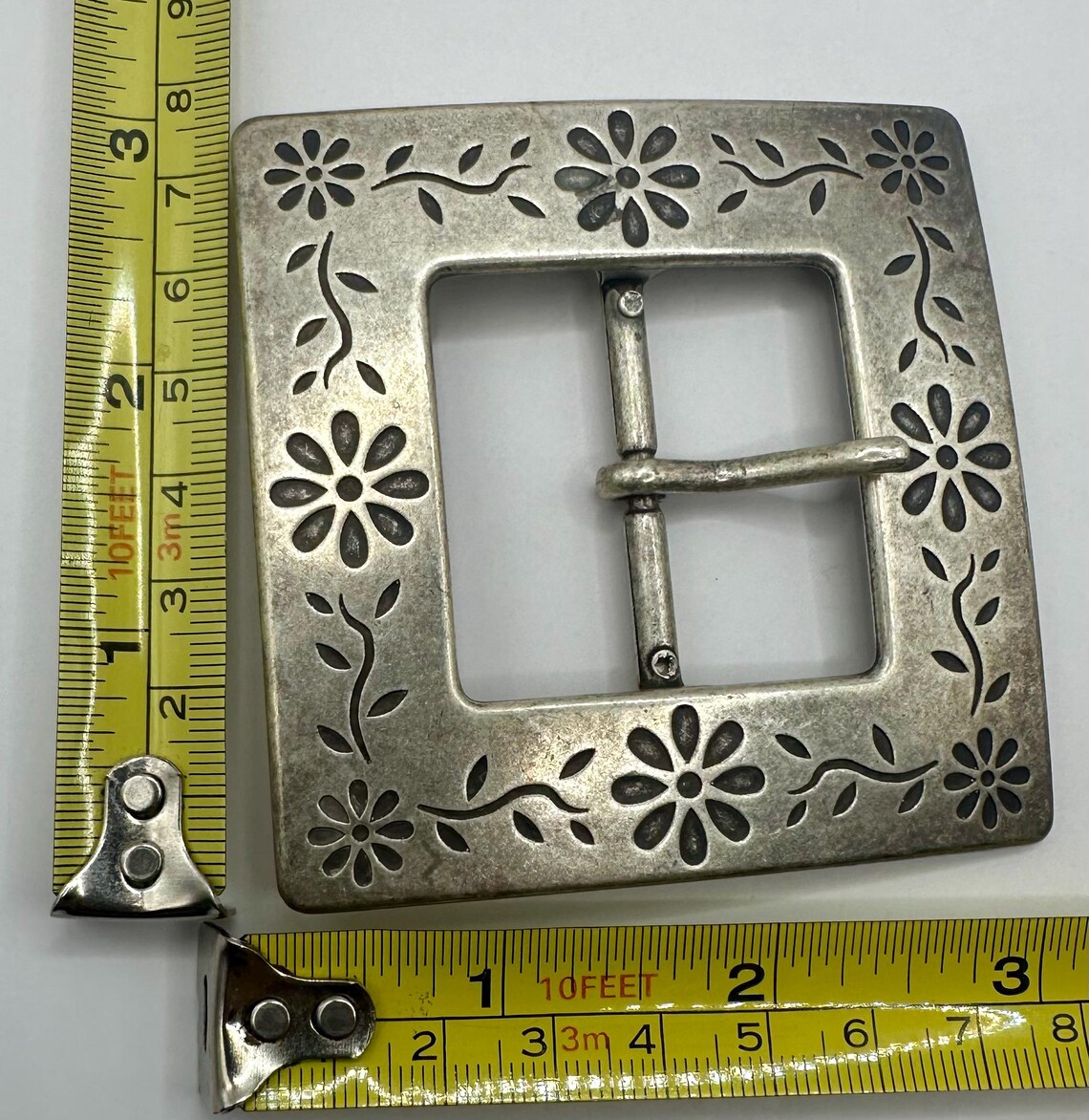 Stunning Vintage Interchangeable Belt Buckle Square Centre Bar Silver ...