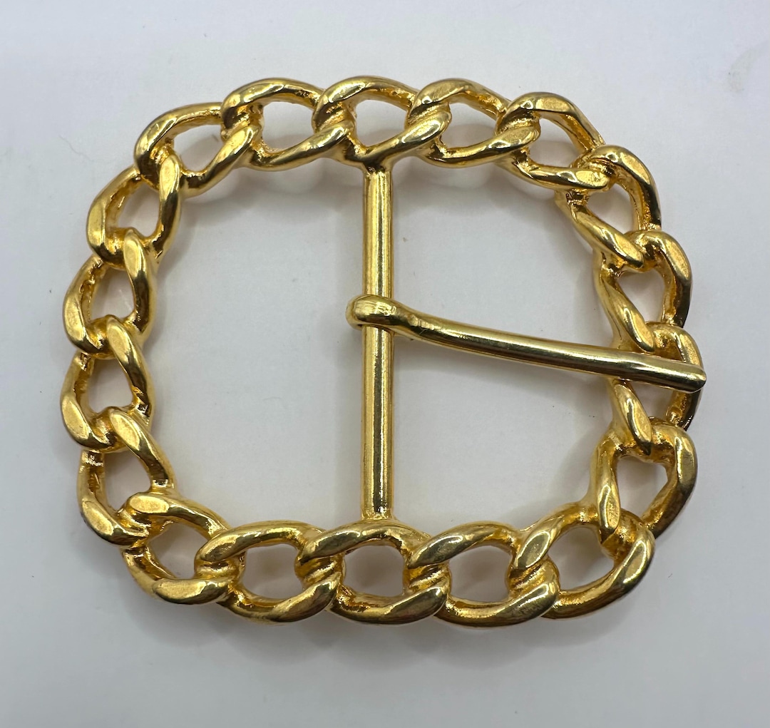 80s Style Vintage Chain Belt Buckle, Interchangeable, Gold Belt Buckle ...