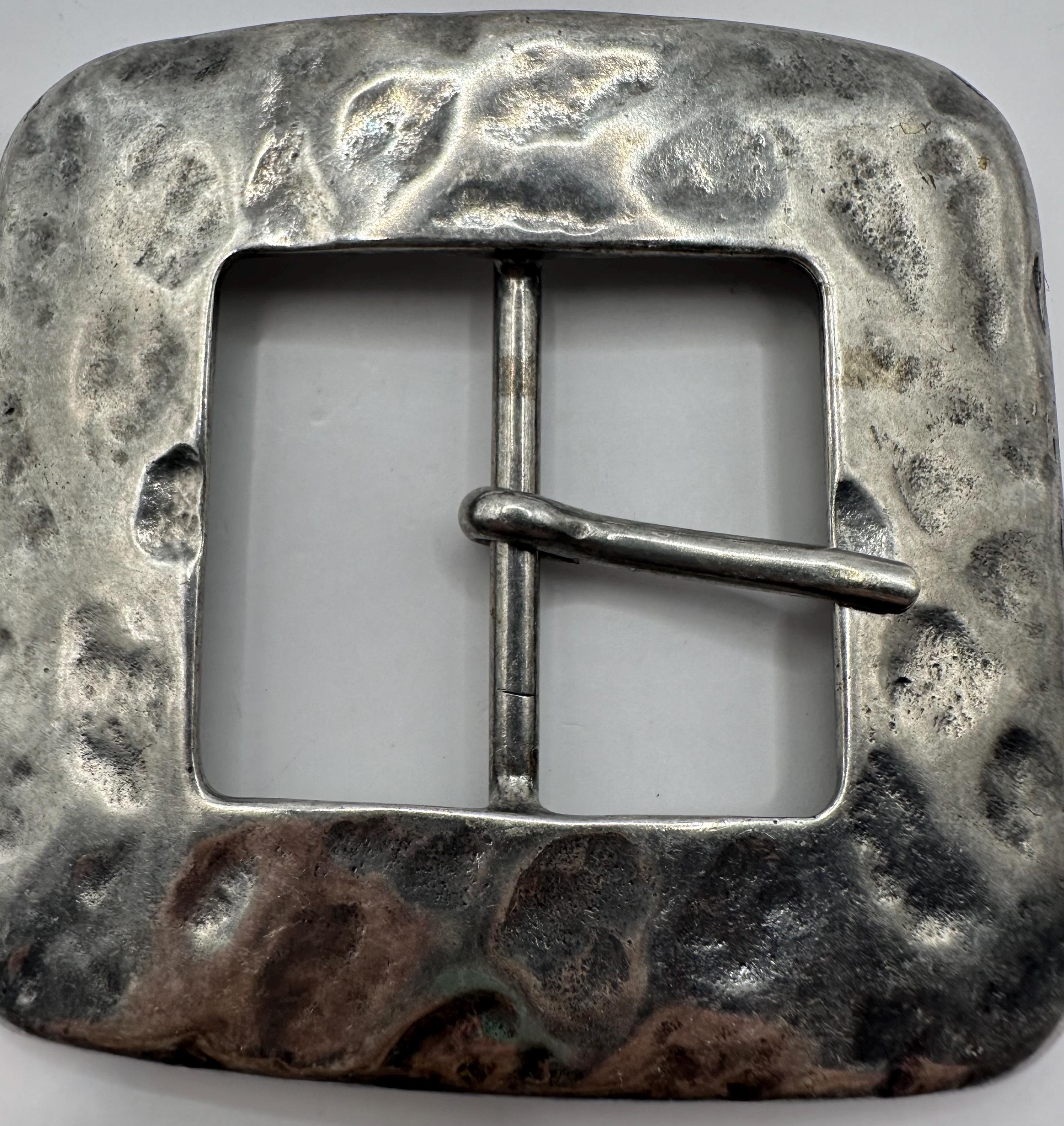 Vintage Interchangeable Rounded Edge Square Centre Bar Belt Buckle Hand ...