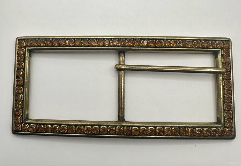 Vintage Long Rectangular Interchangeable Belt Buckle Centre Bar Orange ...