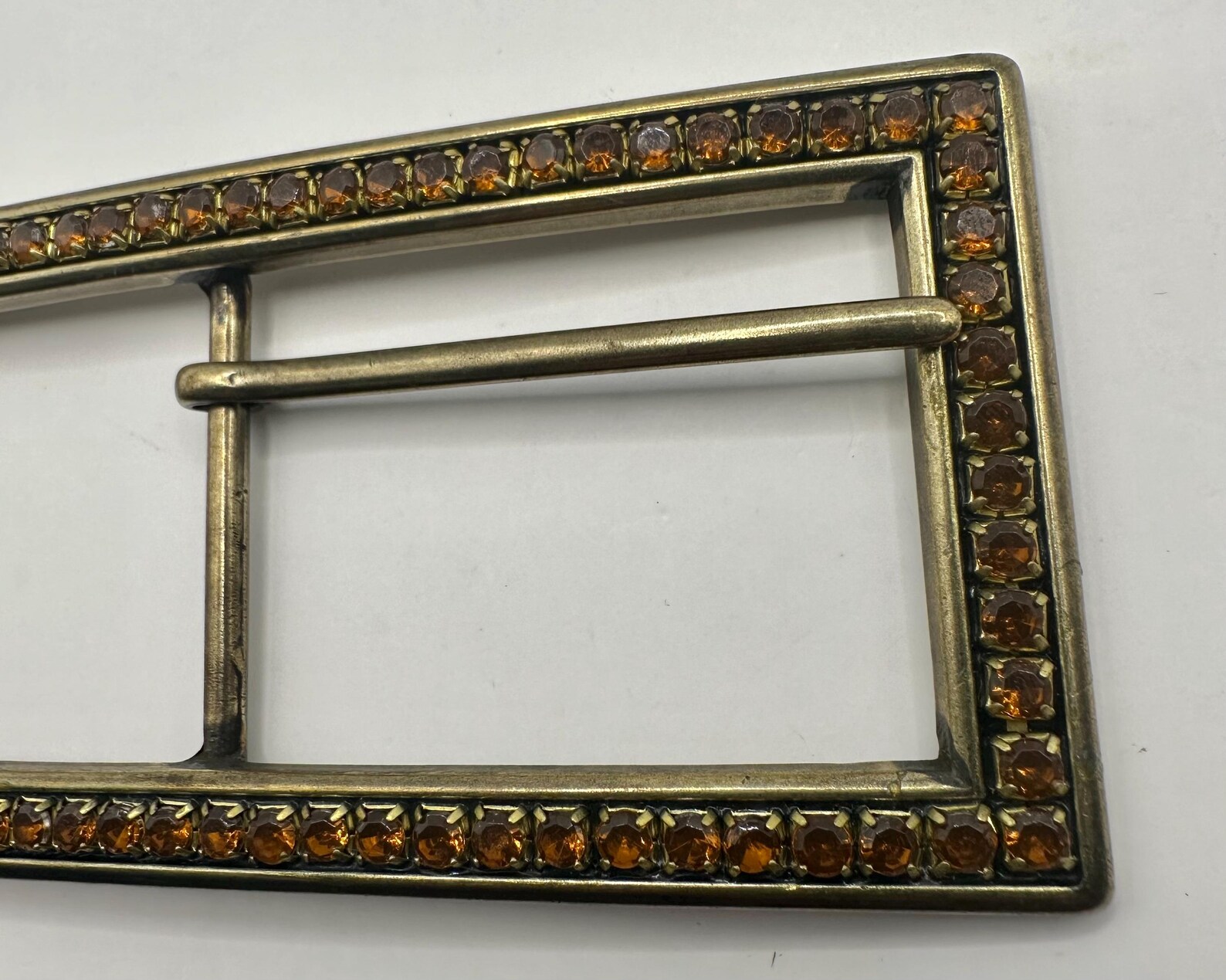 Vintage Long Rectangular Interchangeable Belt Buckle Centre Bar Orange ...