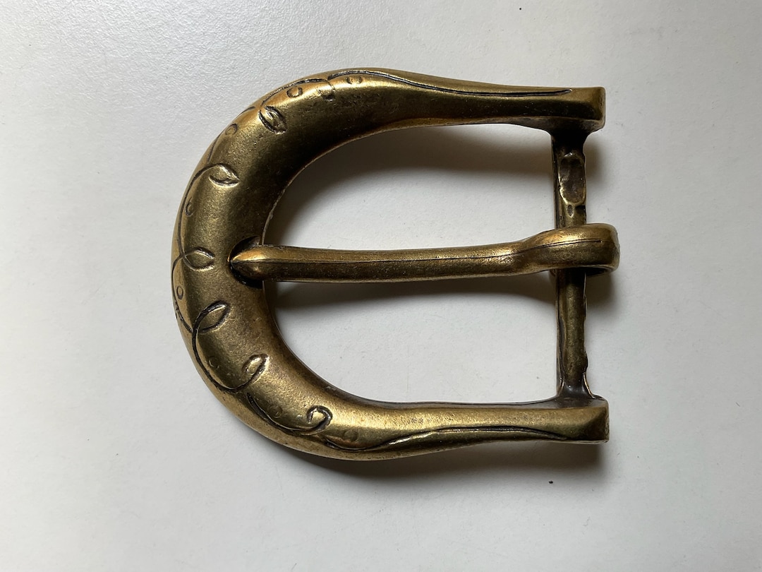 Vintage,viking,saxon Belt Buckle Engraved Loop Detail.old Brass. - Etsy