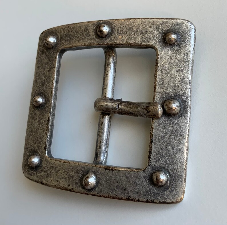Beautiful Distressed Square Centre Bar Belt Buckle With Round Studs ...