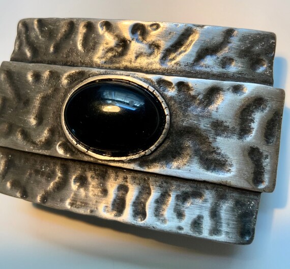 Vintage Italian Made Distressed Hand Beaten Rectangul… - Gem