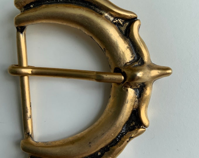 Unique End Bar Belt Buckle Gothic Vintage Gold Plated Blackened Details ...
