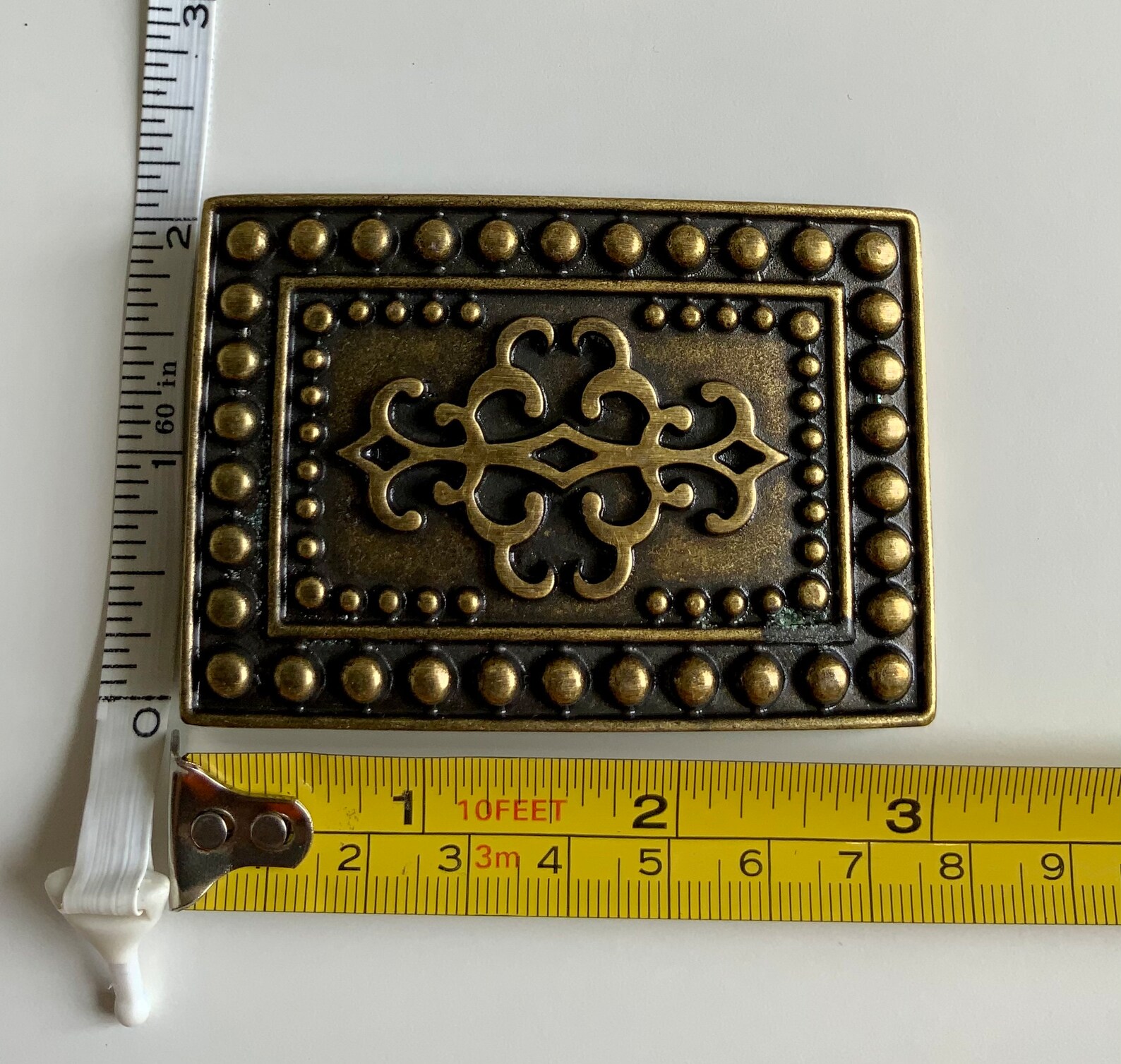 Vintage Interchangeable Rectangular Belt Buckle With Round Studs and ...